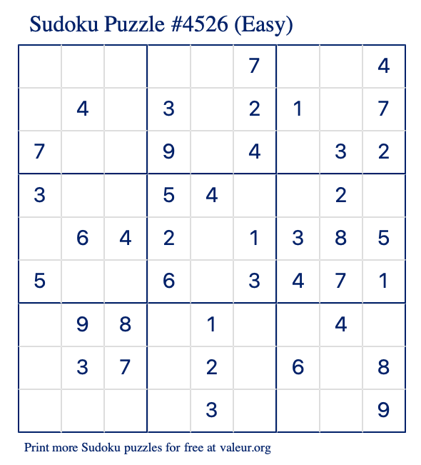 Free Printable Easy Sudoku with the Answer #4526