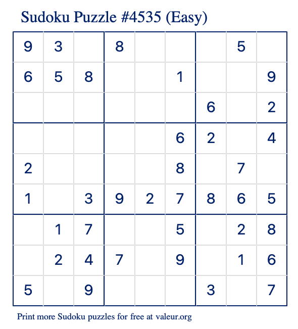 Free Printable Easy Sudoku with the Answer #4535