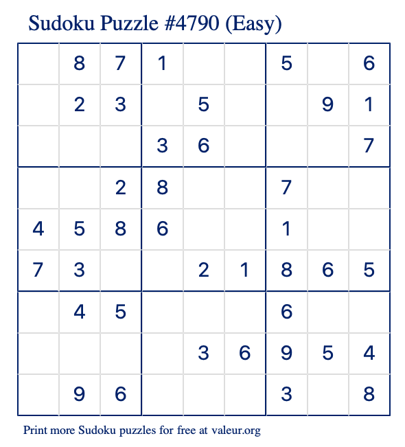 Free Printable Easy Sudoku with the Answer #4790