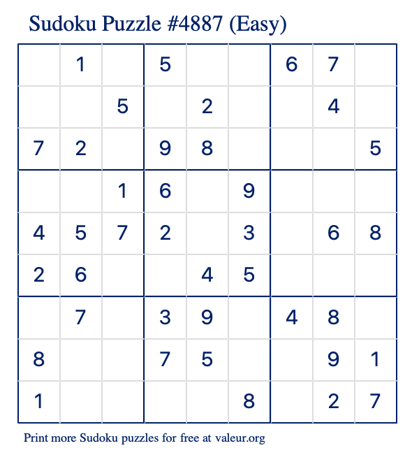 Free Printable Easy Sudoku with the Answer #4887