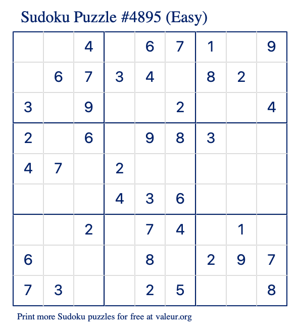 Free Printable Easy Sudoku with the Answer #4895
