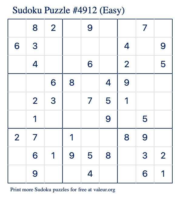 Free Printable Easy Sudoku with the Answer #4912