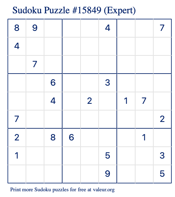 Free Printable Expert Sudoku with the Answer #15849