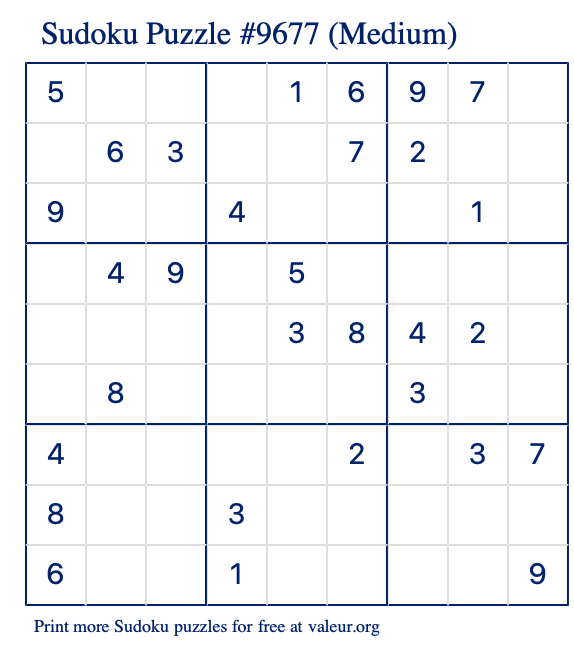 Free Printable Medium Sudoku with the Answer #9677